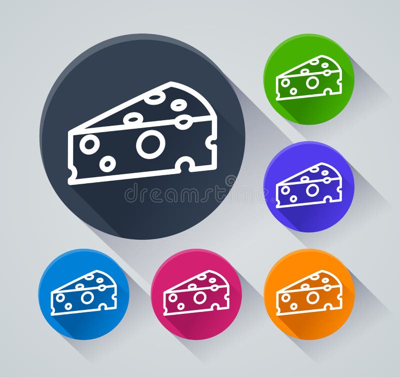 Cheese Circle Icons with Shadow Stock Vector - Illustration of symbol ...
