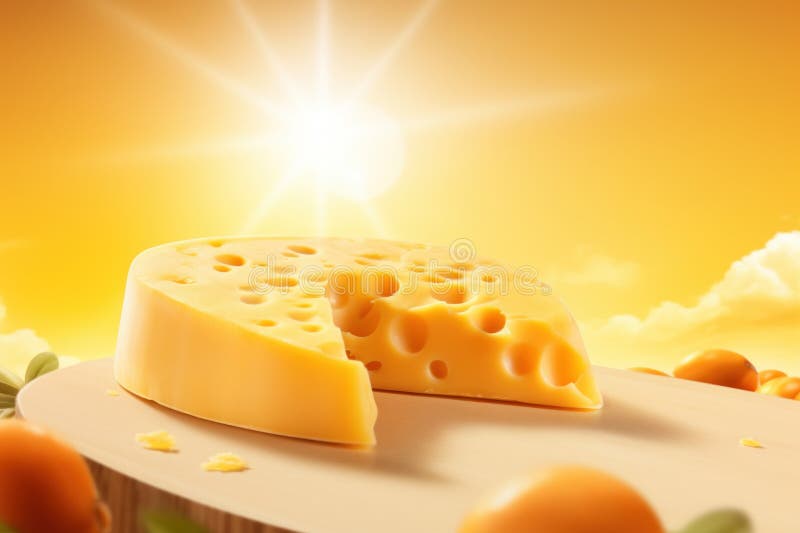 Cheese Closeup with Sun Sunrise. Generate Ai Stock Illustration ...