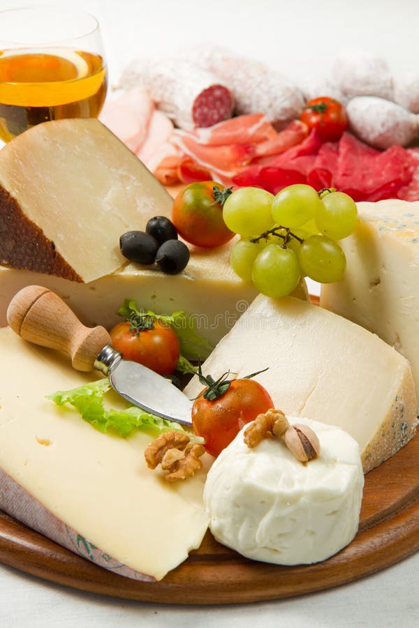 Gourmet Cheese Plate with Garnishes Stock Photo - Image of meat ...