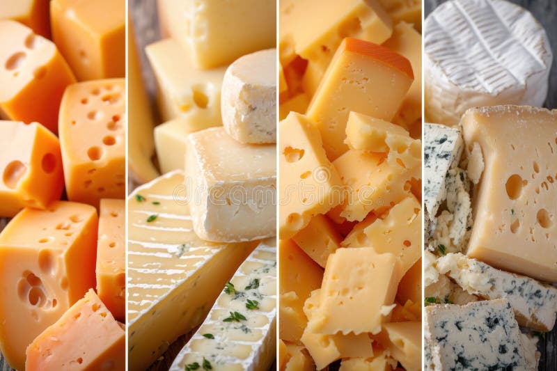 Cheese Collage with Vertical Dividers Stock Image - Image of freshness ...