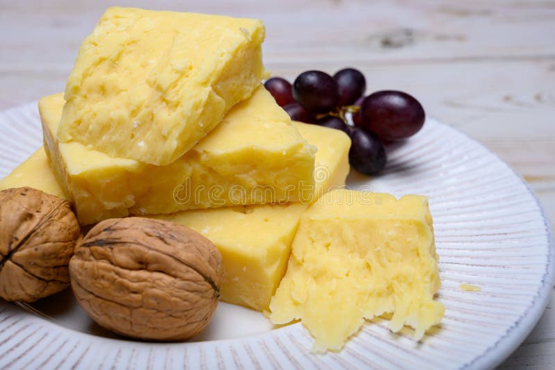 Cheese Collection, Blocks of Matured English Cheddar Cheese Stock Image ...