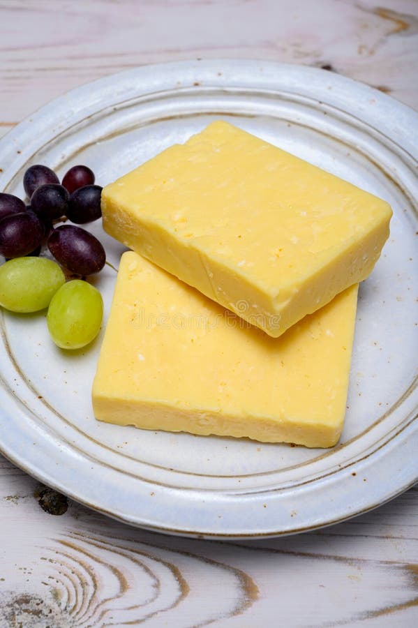 Cheese Collection, Blocks of Matured English Cheddar Cheese Stock Photo ...