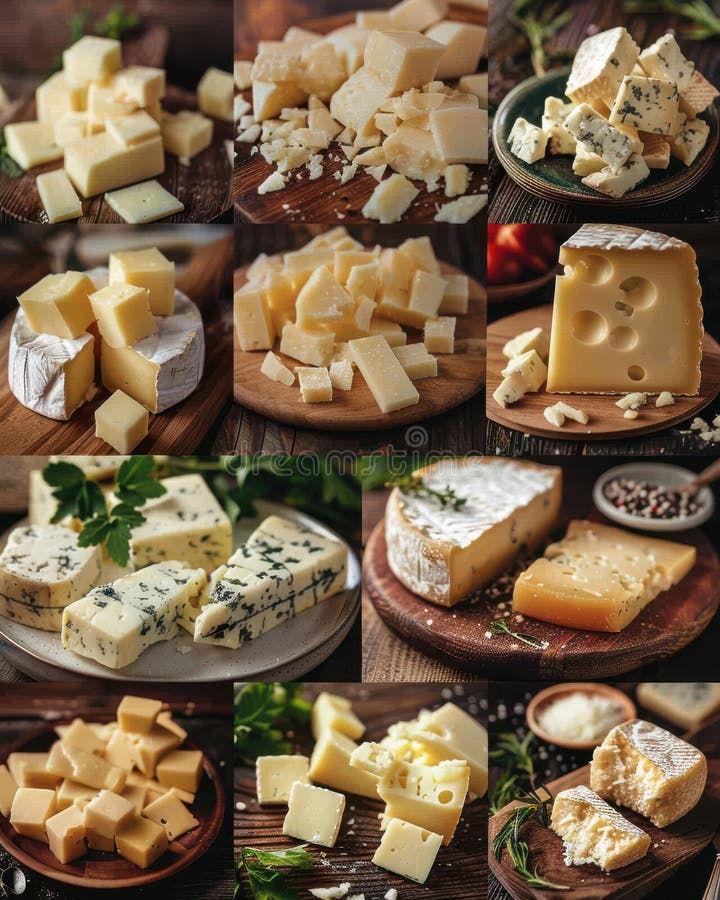 Cheese Collection. Different Types of Cheese with Herbs and Spices ...