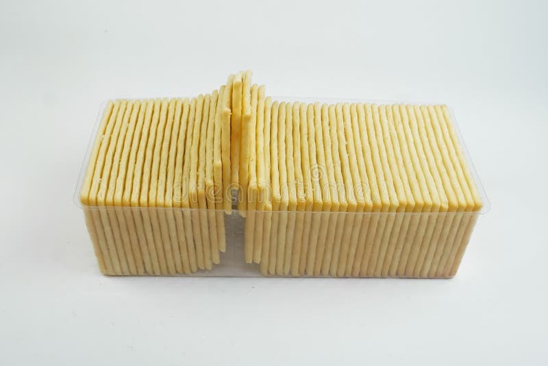 Cheese Crackers in a Rectangular Transparent Plastic Container on a ...