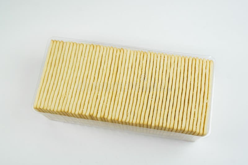 Cheese Crackers in a Rectangular Transparent Plastic Container on a ...