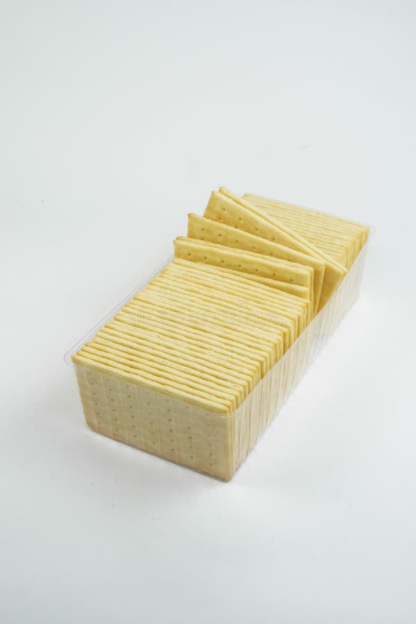 Cheese Crackers in a Rectangular Transparent Plastic Container on a ...