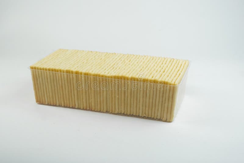 Cheese Crackers in a Rectangular Transparent Plastic Container on a ...