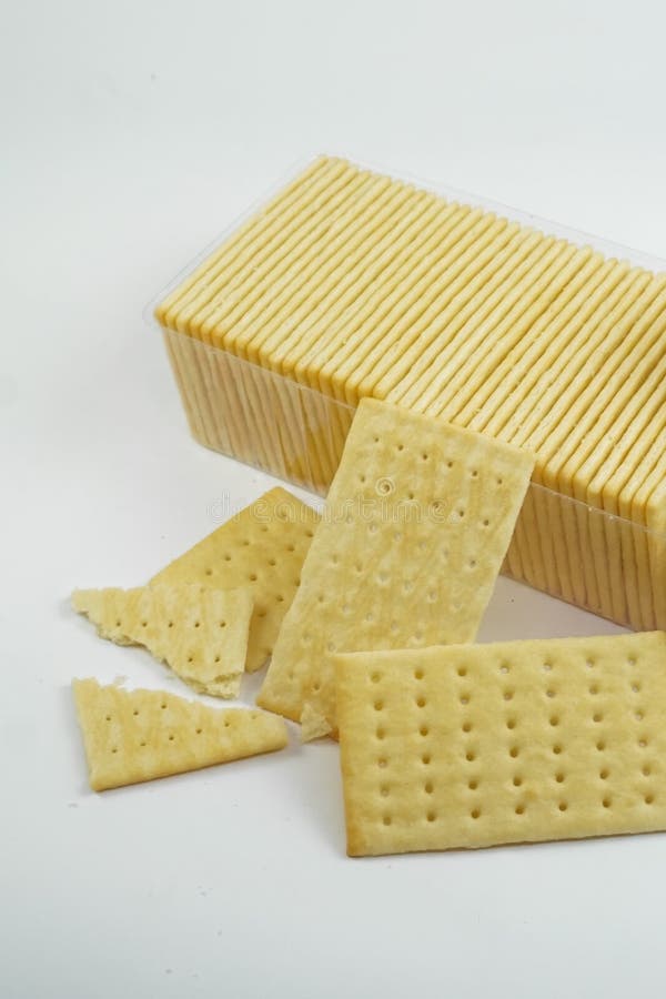 Cheese Crackers in a Rectangular Transparent Plastic Container on a ...