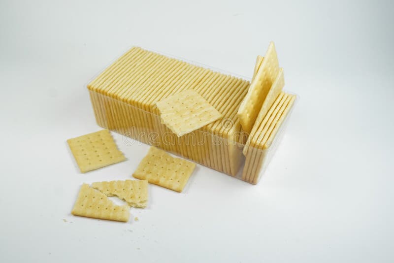 Cheese Crackers in a Rectangular Transparent Plastic Container on a ...