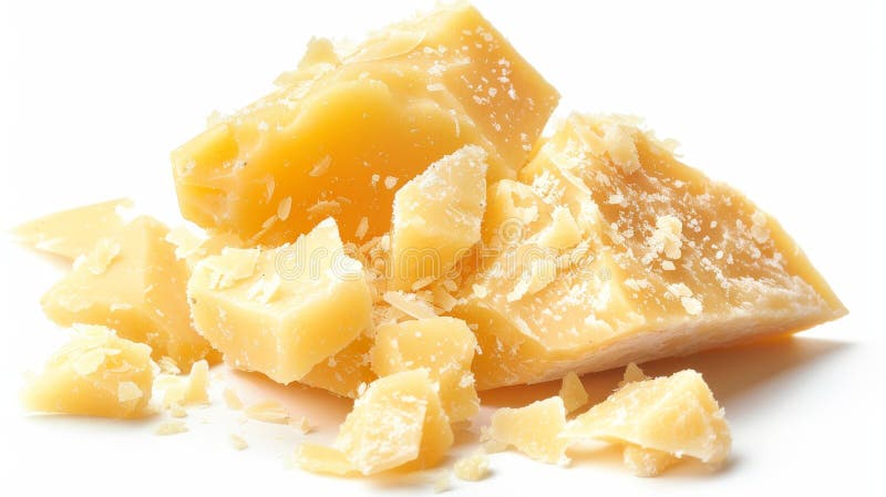 Cheese Crumbs Isolated on White Background. Pattern. Parmesan Crumbs in ...