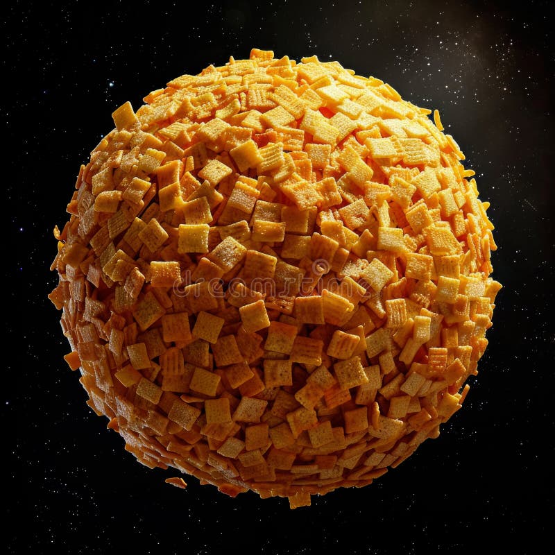 Cheese Cube Sphere in Space. Creative Food Concept. Abstract 3D ...