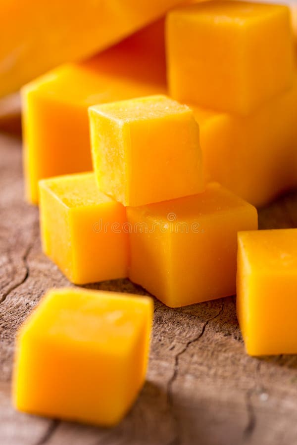 Cheddar Cheese Cut into Cubes. Stock Image - Image of milk, piece: 23229351