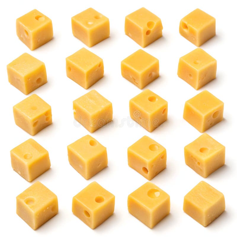 Cheese Cubes Isolated on White Background Stock Illustration ...