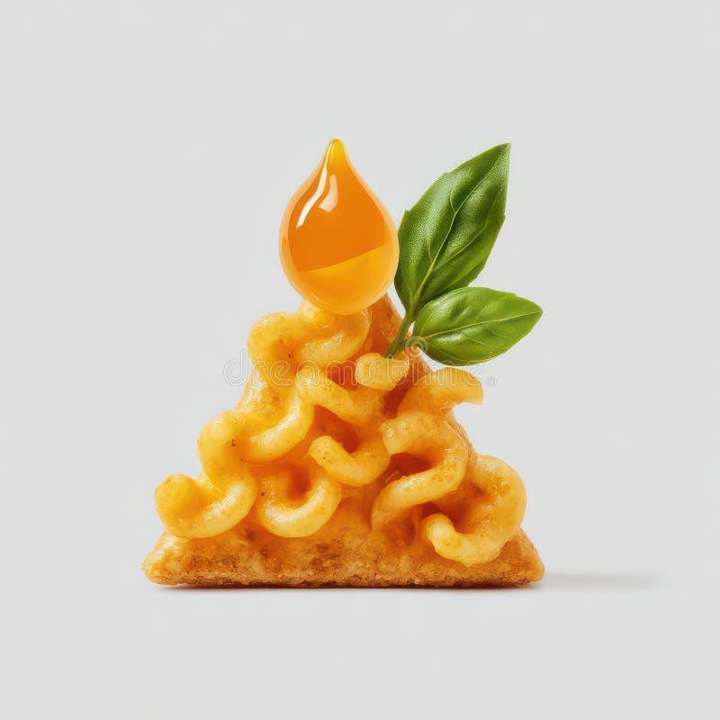 Cheese Curl on Triangle Cracker with Orange Glaze Drop and Stock ...