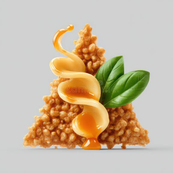 Cheese Curl on Triangle Cracker with Orange Glaze Drop and Stock ...