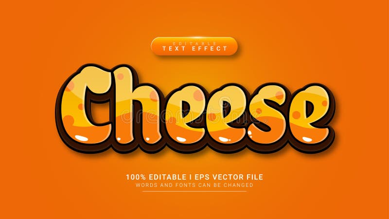 Cheese 3d Editable Text Effect Template Stock Vector - Illustration of ...