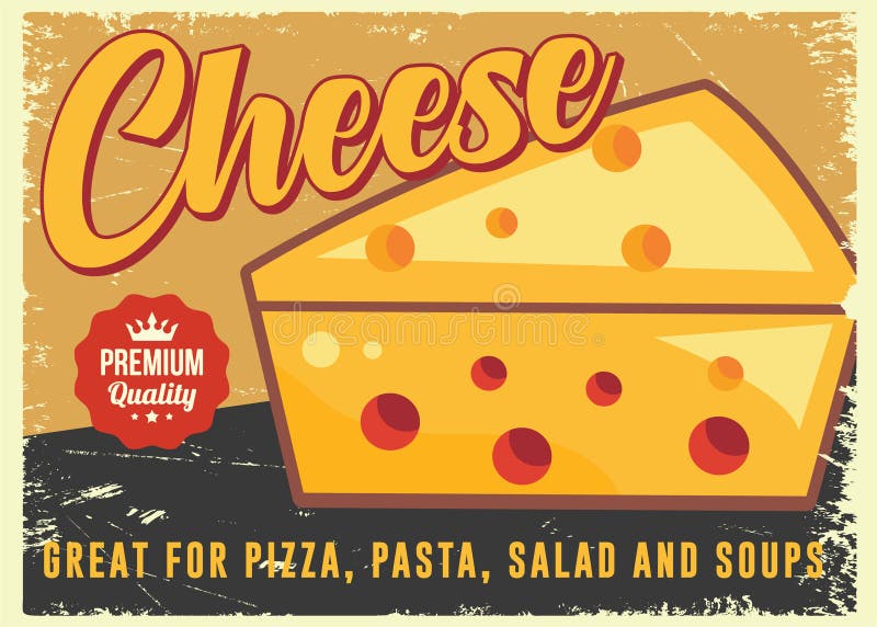 Cheese Dairy Product Advertisement Retro Poster Stock Vector ...