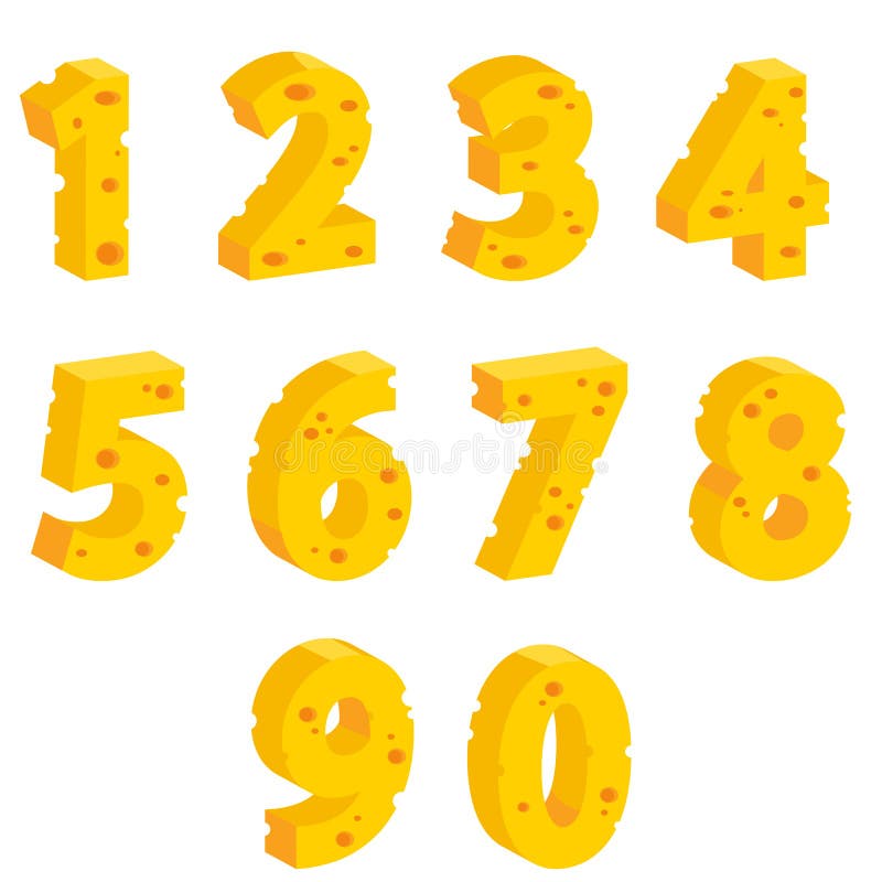 Cheese decorative numbers stock vector. Illustration of pieces - 28250823