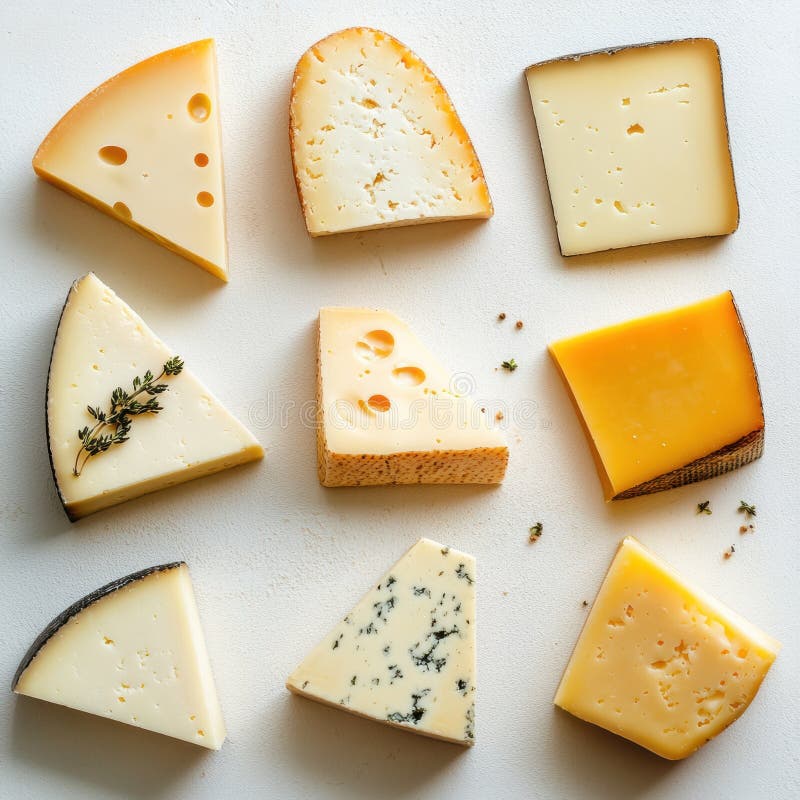 Different Slices of Cheese on White Background, Aesthetic Food ...