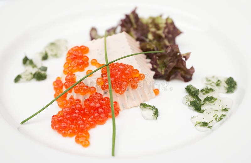 Cheese Dish Topped with Red Caviar Stock Image - Image of herb, cheese ...