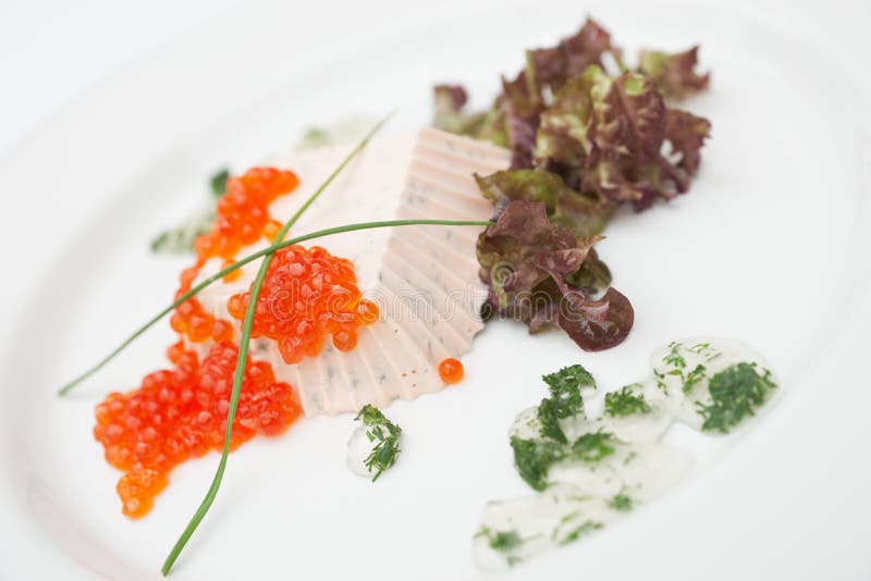 Cheese Dish Topped with Red Caviar Stock Photo - Image of herb, cuisine ...