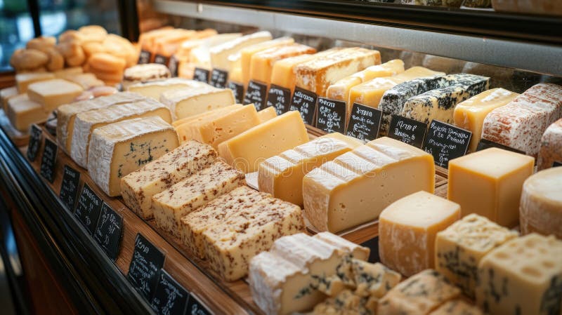 Cheese Display Case in a Store Stock Illustration - Illustration of ...