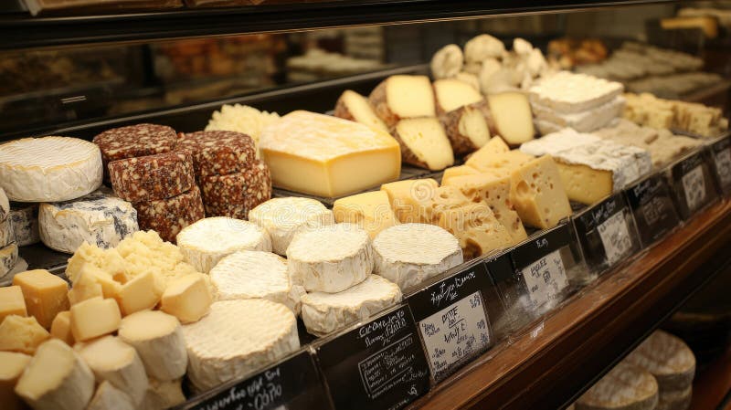 Cheese Display Case in a Store Stock Illustration - Illustration of ...