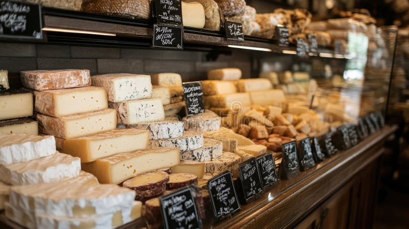 Cheese Display Case in a Store Stock Photo - Image of arranged, cheeses ...