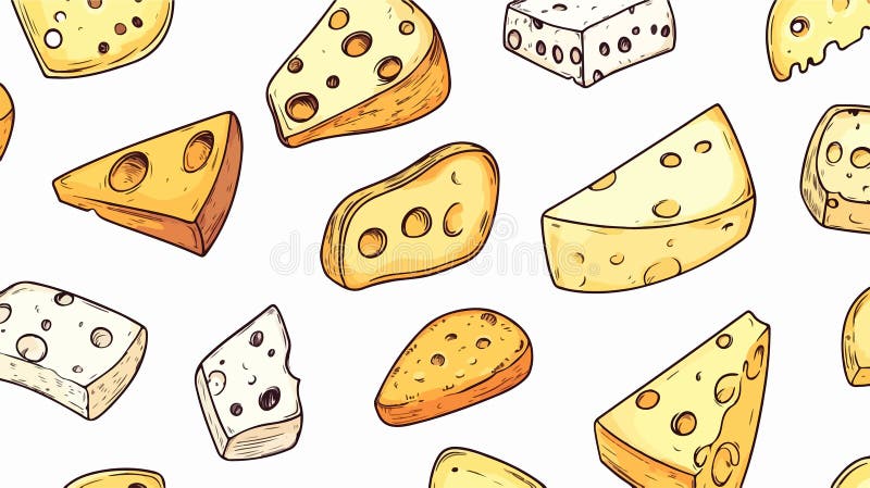 Cheese Doodle Seamless Pattern Set for Creative Designs and Backgrounds ...
