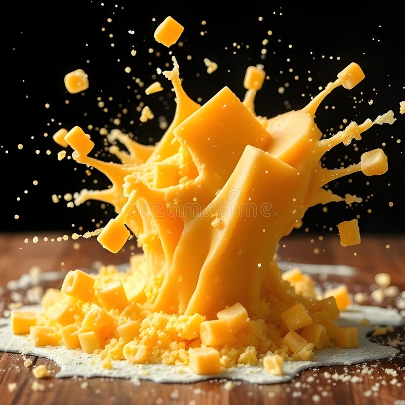 A Cheese Explosion on a Table Stock Illustration - Illustration of ...
