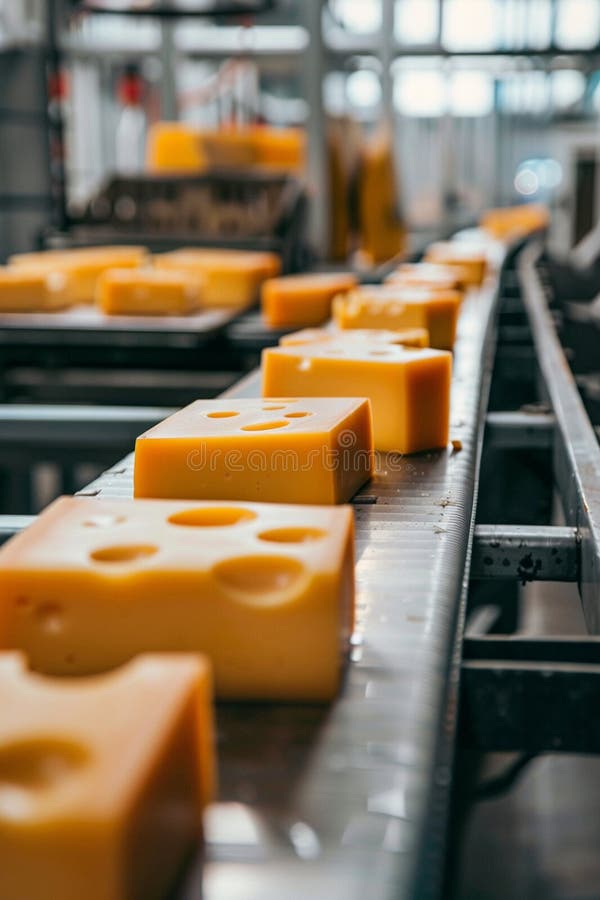 Cheese in the Factory Industry. Selective Focus Stock Photo - Image of ...