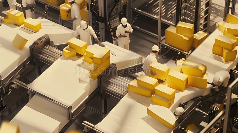 A Cheese Factory with Workers Illustration Stock Illustration ...