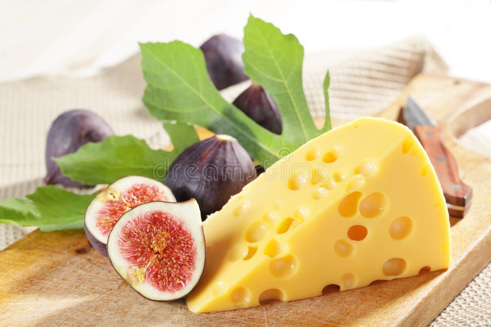 Cheese and figs stock photo. Image of leaf, figs, swiss - 18205272
