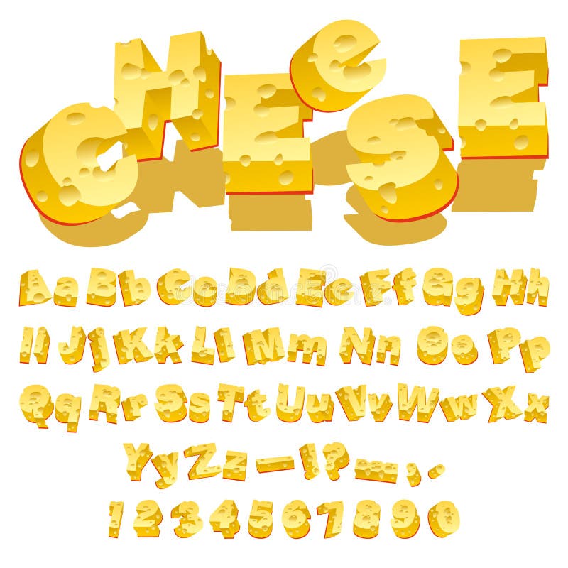 Cheese font stock vector. Illustration of product, typecase - 17906727