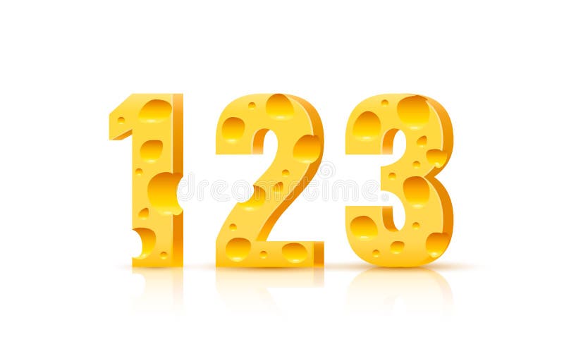 Cheese Font 3d Symbol, Numbers 1 2 3 Set. Vector Stock Vector ...