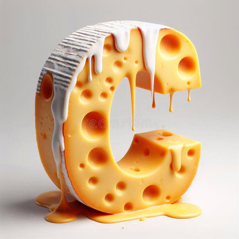 Cheese Font Letter C Made of Swiss Cheese with Holes. Illustration ...