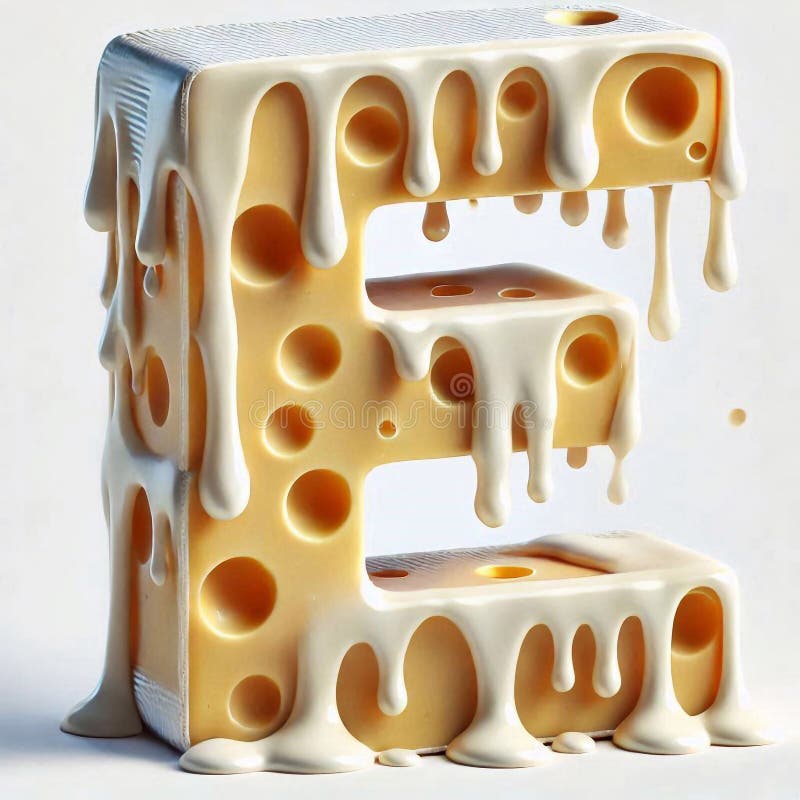 Cheese Font Letter E with Creamy Melted Cheese Texture. Illustration ...