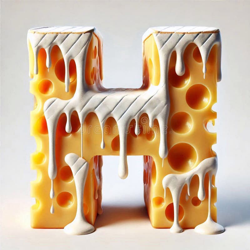 Cheese Font Letter H Made from Soft Melting . Illustration Created with ...