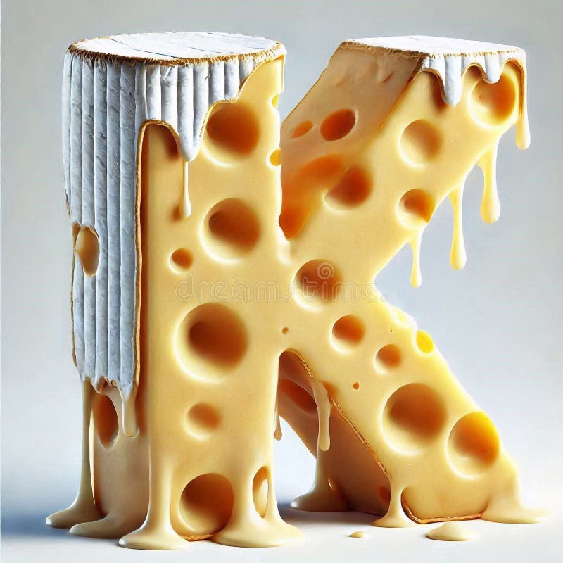 Cheese Font Letter K with Delicious Melted Cheese Look. Illustration ...