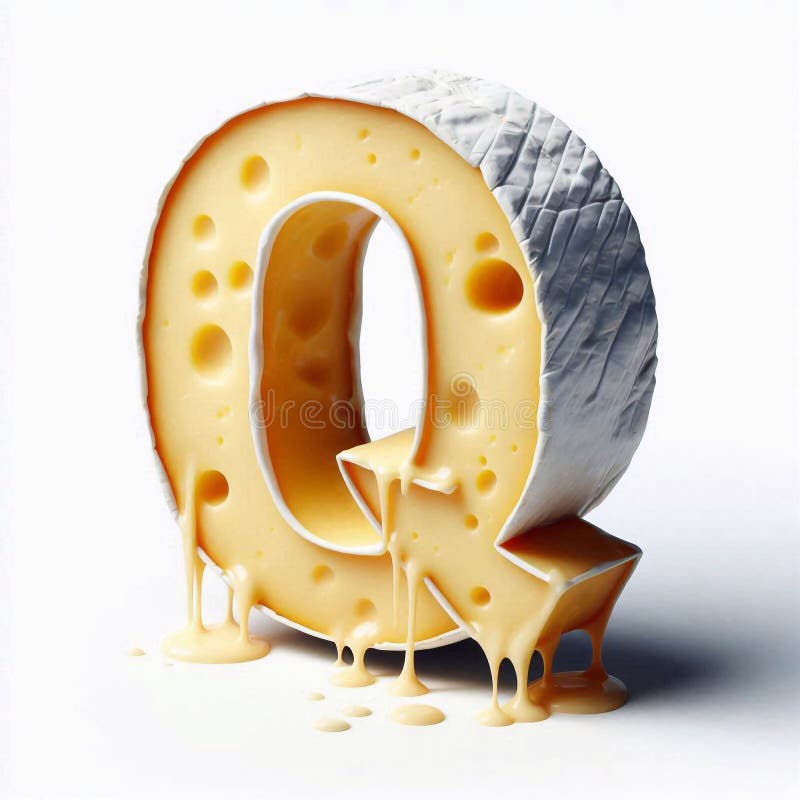 Cheese Font Letter Q with Realistic Gooey Cheese Drips Stock ...