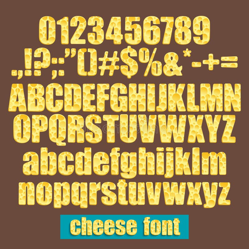 Cheese font stock vector. Illustration of product, typecase - 17906727
