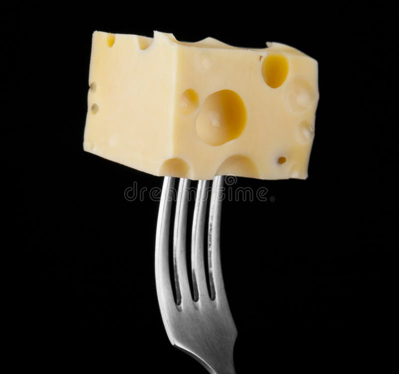 Cheese on a fork stock photo. Image of black, natural - 204989744
