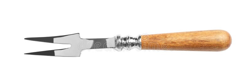 Cheese Fork with Wooden Handle Isolated on White Stock Image - Image of ...