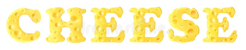 Cheese in the Form of Letters. Cheese Text on White Isolated Background ...