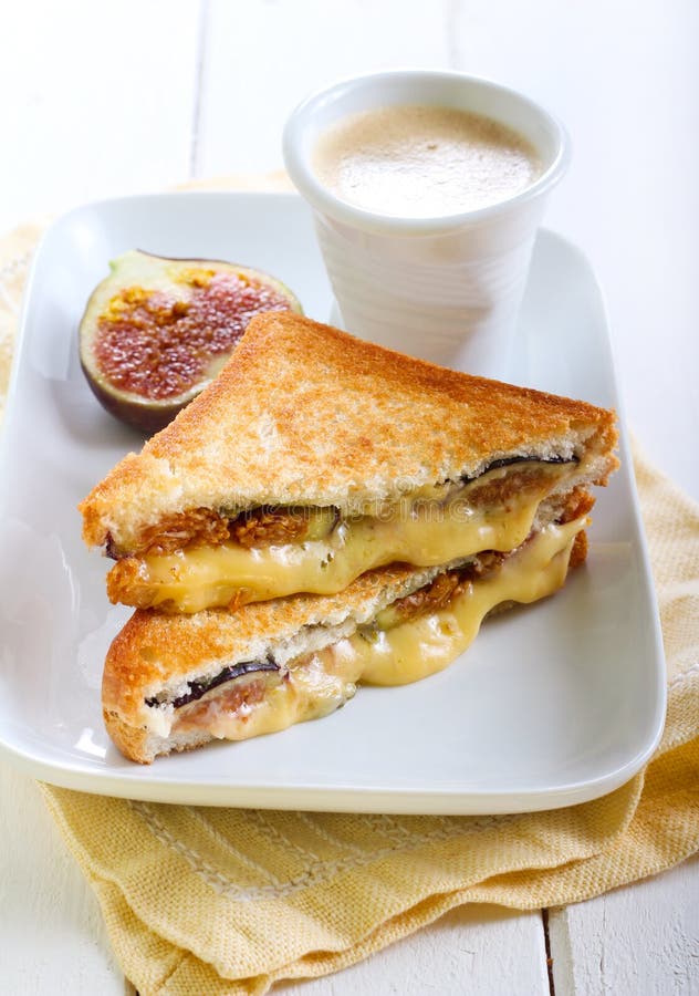 Cheese and Fresh Fig Grilled Sandwiches Stock Photo - Image of snack ...