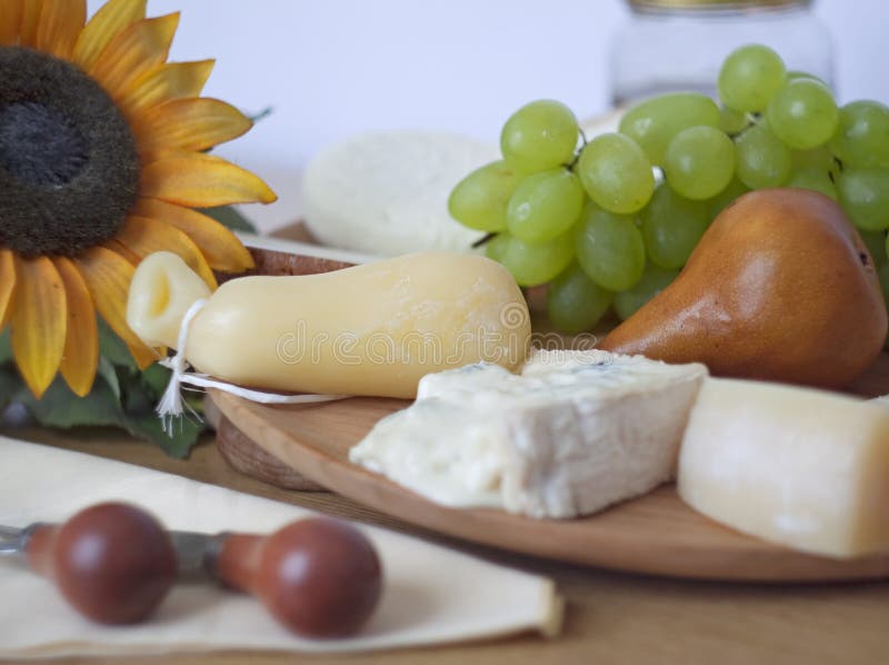 Cheese and fruit stock photo. Image of types, grapes - 11038424