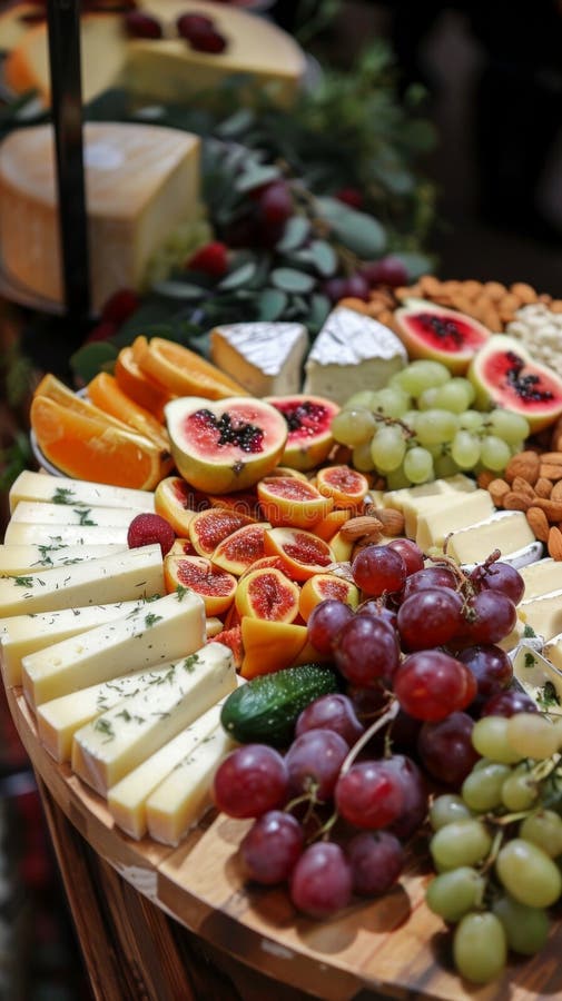 Cheese and Fruit Platter with Assorted Cheeses, Fruits and Nuts Stock ...