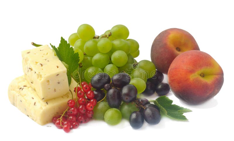 Cheese and fruits stock photo. Image of cheese, leaf - 15307842