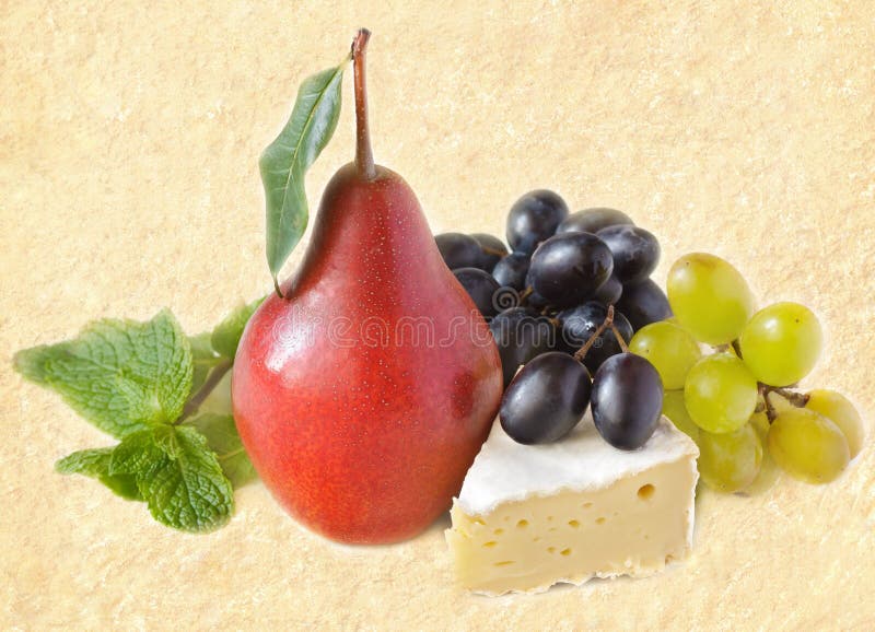 Cheese and fruits. stock image. Image of appetizer, mint - 26724645