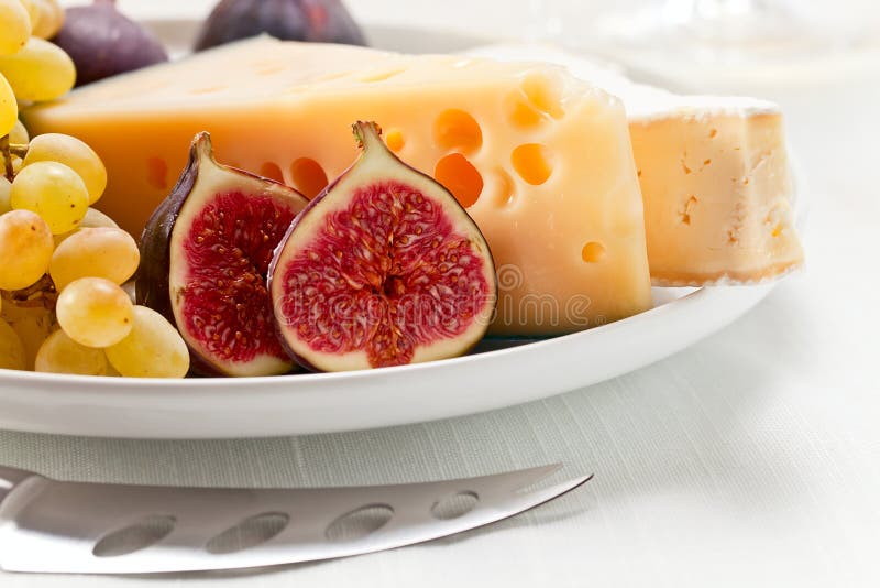 Cheese with fruits stock photo. Image of plate, appetizer - 49991384